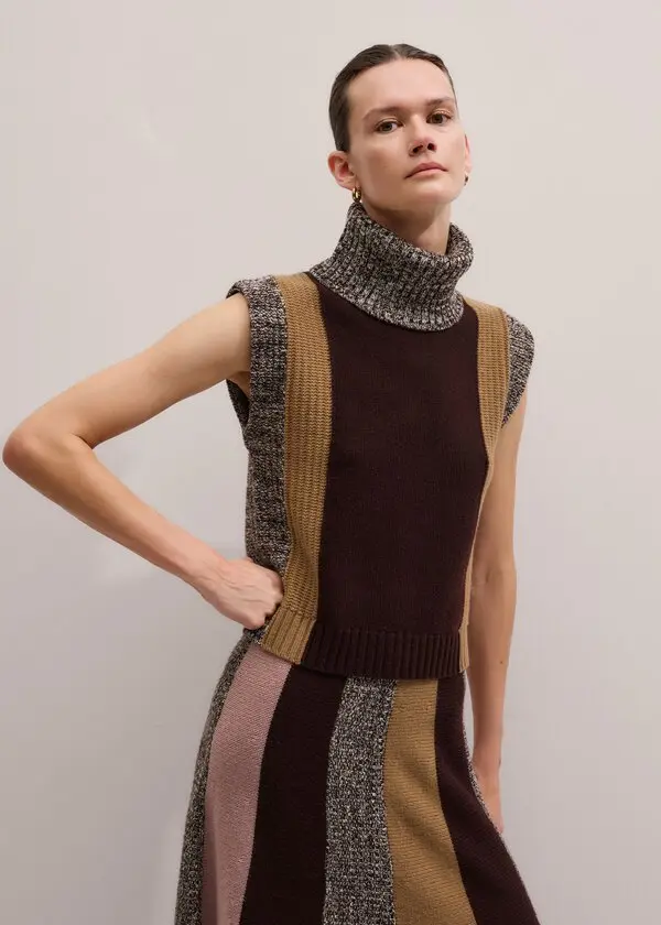 ME+EM Relaxed Color Block Vest With Snood