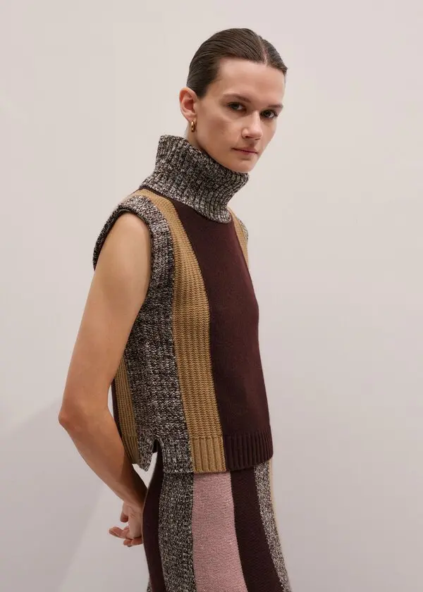 ME+EM Relaxed Color Block Vest With Snood