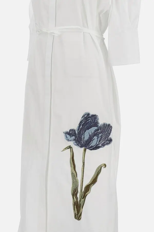 Erdem Poplin Shirt Midi Dress In White | Editorialist
