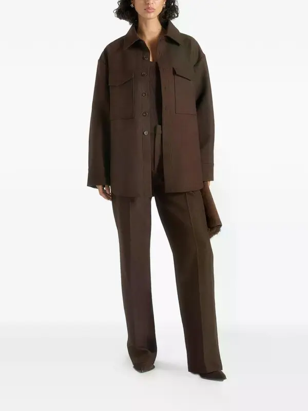 Manière De Voir Tailored Oversized Shirt With Feature Button - Brown