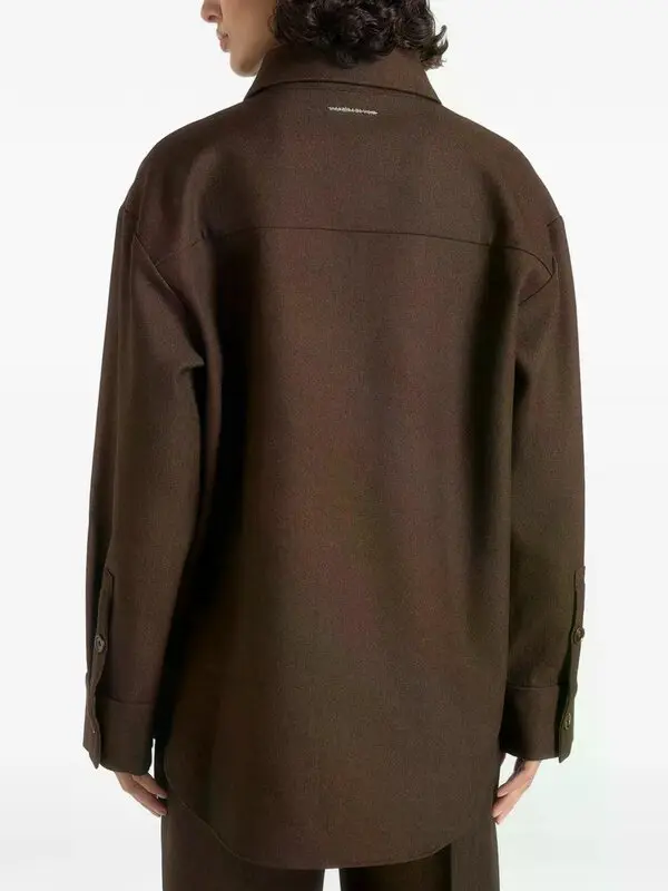 Manière De Voir Tailored Oversized Shirt With Feature Button - Brown
