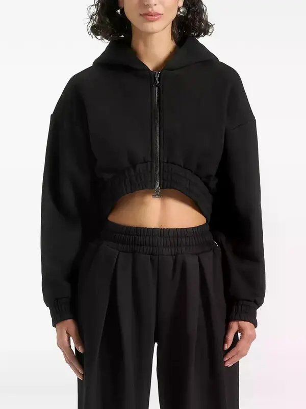 Manière De Voir Maniere De Voir Cropped Zip Hoodie With Exaggerated Hood