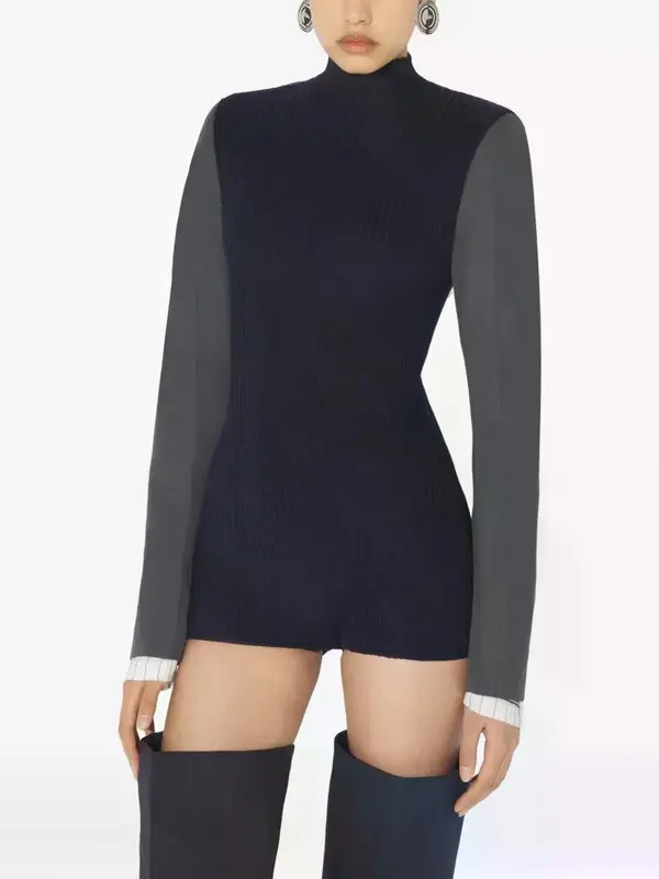 JEAN PAUL GAULTIER Ribbed Long-sleeve Bodysuit - Blue
