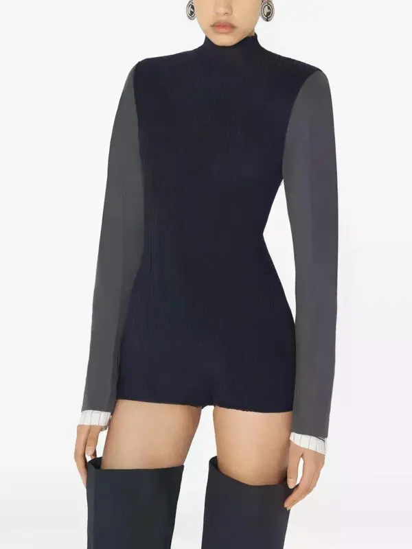 JEAN PAUL GAULTIER Ribbed Long-sleeve Bodysuit - Blue