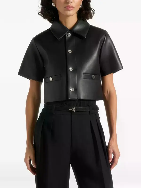 Manière De Voir Maniere De Voir Cropped Vegan Leather Shirt