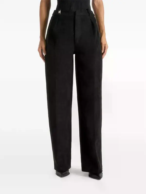 Manière De Voir Maniere De Voir Suede Wide Leg Pleated Trousers