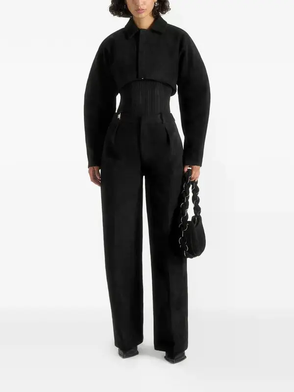 Manière De Voir Maniere De Voir Suede Wide Leg Pleated Trousers
