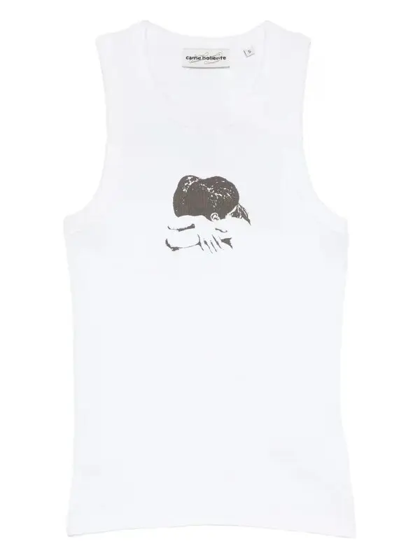 CARNE BOLLENTE Back In Your Arms Tank Top - White