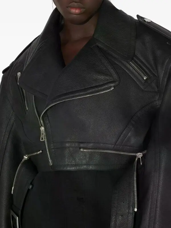 JEAN PAUL GAULTIER Cropped Leather Biker Jacket