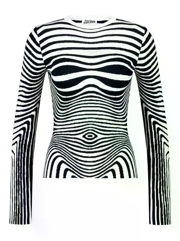 Jean Paul Gaultier Striped Crew-neck Sweater - White