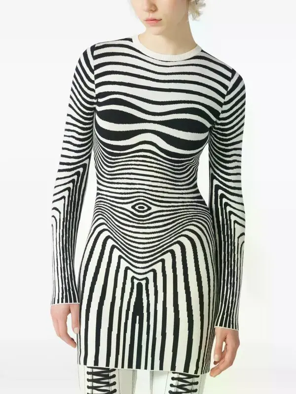 Jean Paul Gaultier Striped Long-sleeve Dress - Neutrals