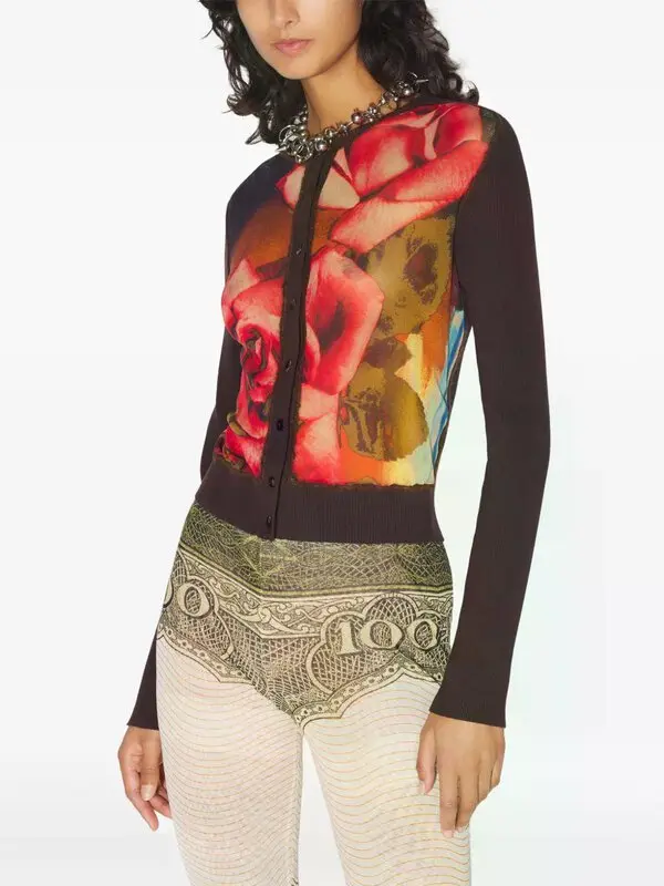 JEAN PAUL GAULTIER Rose-print Buttoned Cardigan