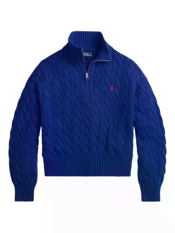 Polo Ralph Lauren Cable-knit Quarter-zip Sweater - Blue