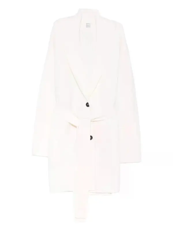 TOTEME Shawl-lapel Belted Knit Coat - Neutrals