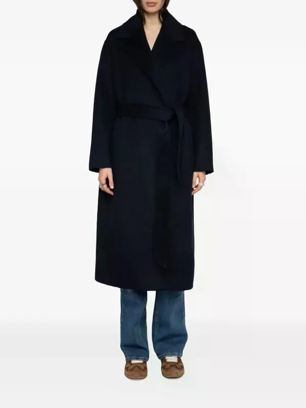 Zadig&Voltaire Belted Wool Blend Coat - Blue