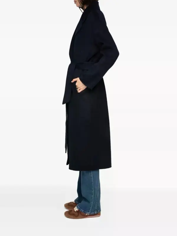 Zadig&Voltaire Belted Wool Blend Coat - Blue