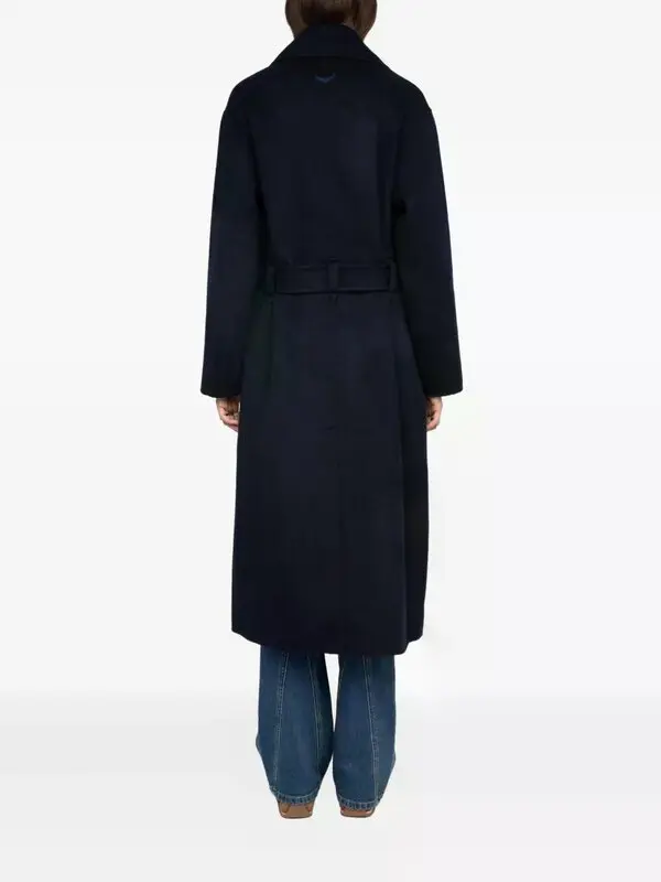 Zadig&Voltaire Belted Wool Blend Coat - Blue