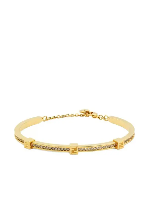 Fendi Crystal-embellished Bracelet - Gold