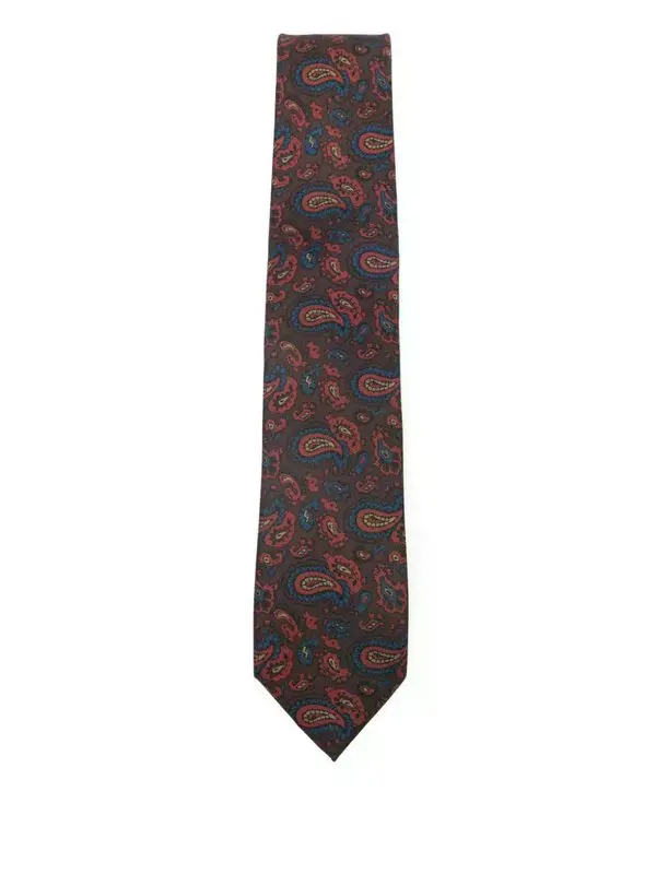 ERRICO FORMICOLA Paisley Silk Neck Tie - Brown