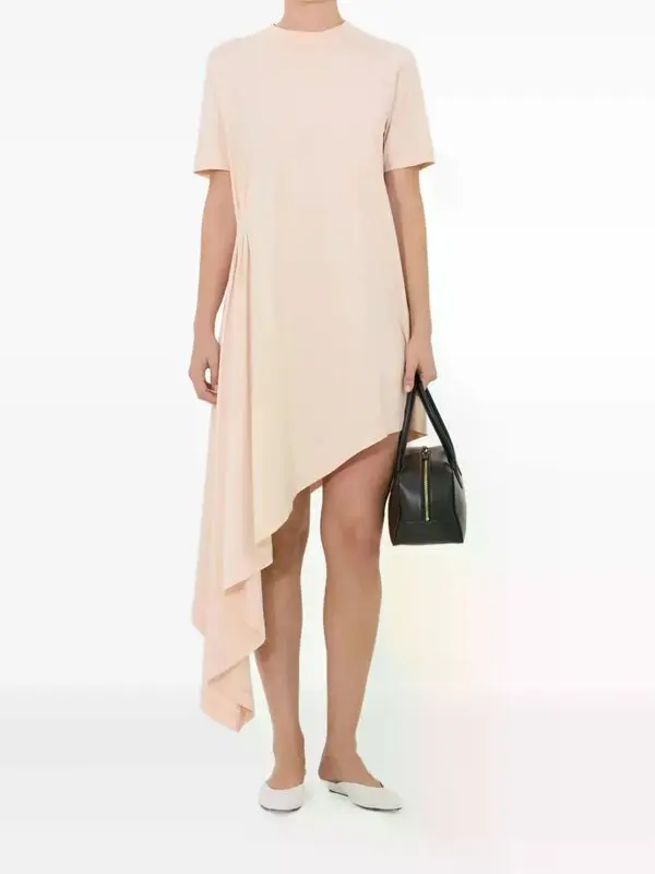 pink asymmetrical pleated dress Dreamylily Women Purple Asymmetrical Pleated Halter Neck Midi Dress