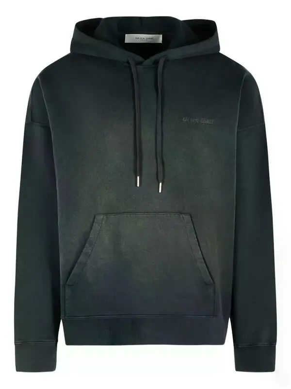 GOLDEN GOOSE Cotton Hooded Sweatshirt With Bleached Effect - Black