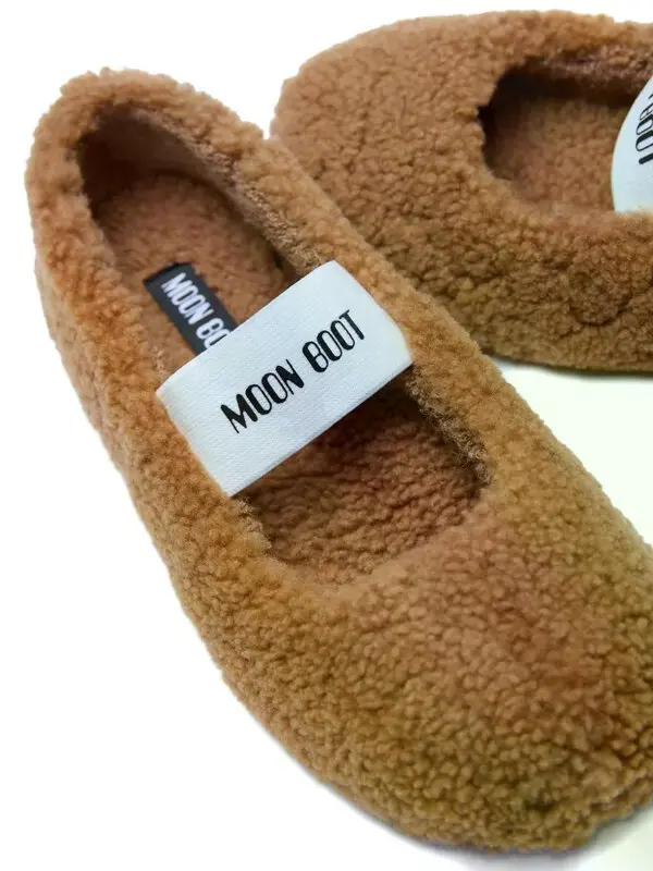 Moon Boot Shearling Logo-strap Ballet Flats - Brown