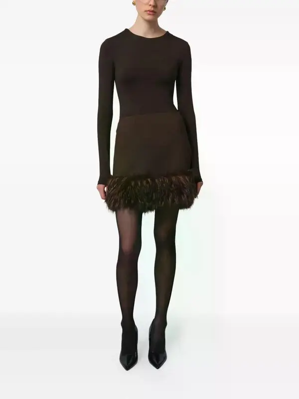 Apparis Mini Skirt With Fur Trim - Brown