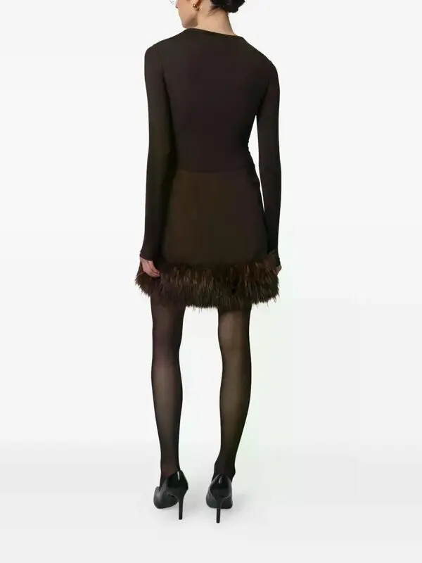 Apparis Mini Skirt With Fur Trim - Brown
