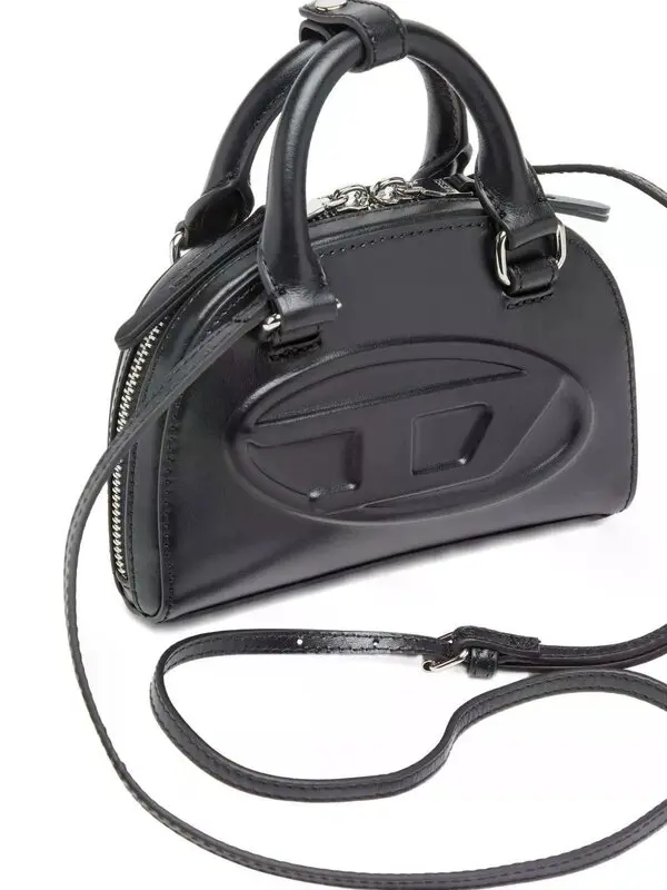 DIESEL® 1dr Dome Embossed Logo Crossbody Bag - Black