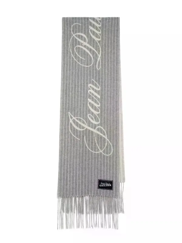 Jean Paul Gaultier Pinstripe Fringed Scarf - Grey