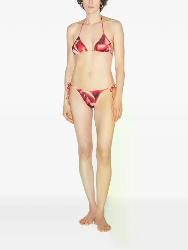 JEAN PAUL GAULTIER Rose-print Bikini Top
