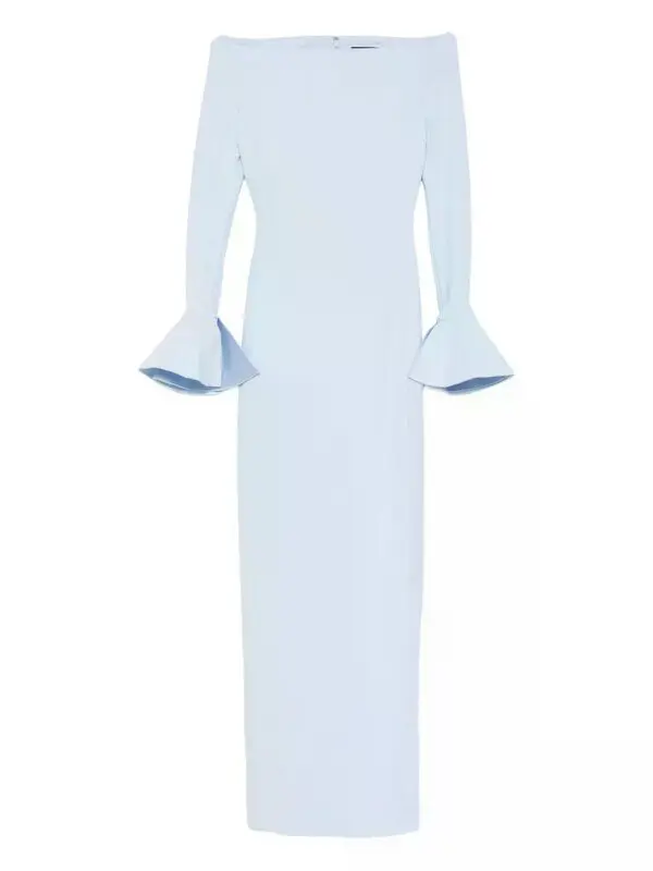 Solace London Anica Bell-sleeve Maxi Dress - Blue