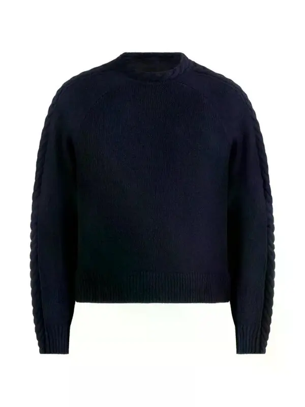 Manière De Voir Navy Raglan Knit Jumper With Plaited Detailing - Blue