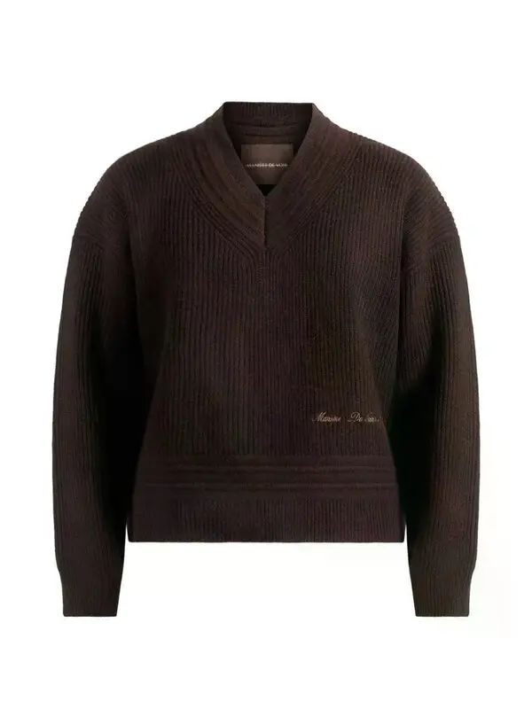 Manière De Voir Remi V-neck Signature Knit Jumper - Brown