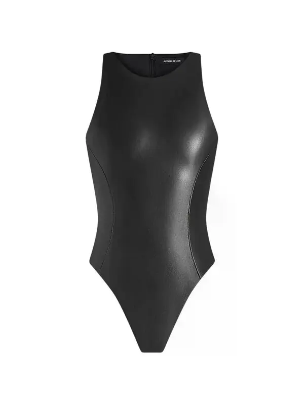Manière De Voir Maniere De Voir Racer-back Vegan Leather Bodysuit - Black
