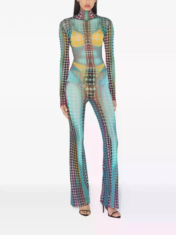 JEAN PAUL GAULTIER Flared Printed Trousers - Blue