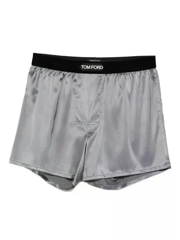 TOM FORD Velvet-waistband Logo-patch Boxer - Grey
