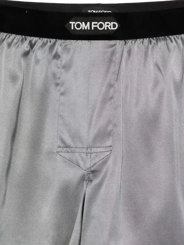 TOM FORD Velvet-waistband Logo-patch Boxer - Grey