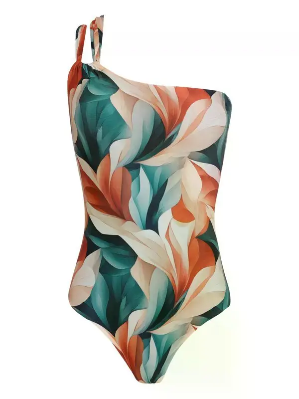 LYGIA & NANNY Miusha Printed One-shoulder Swimsuit - Green