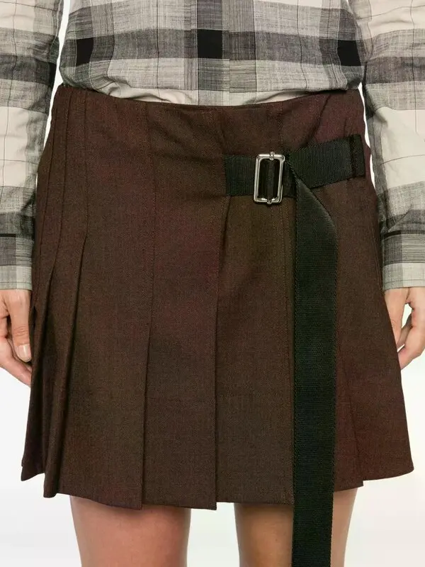Plan C Pleated Mini Skirt With Belt