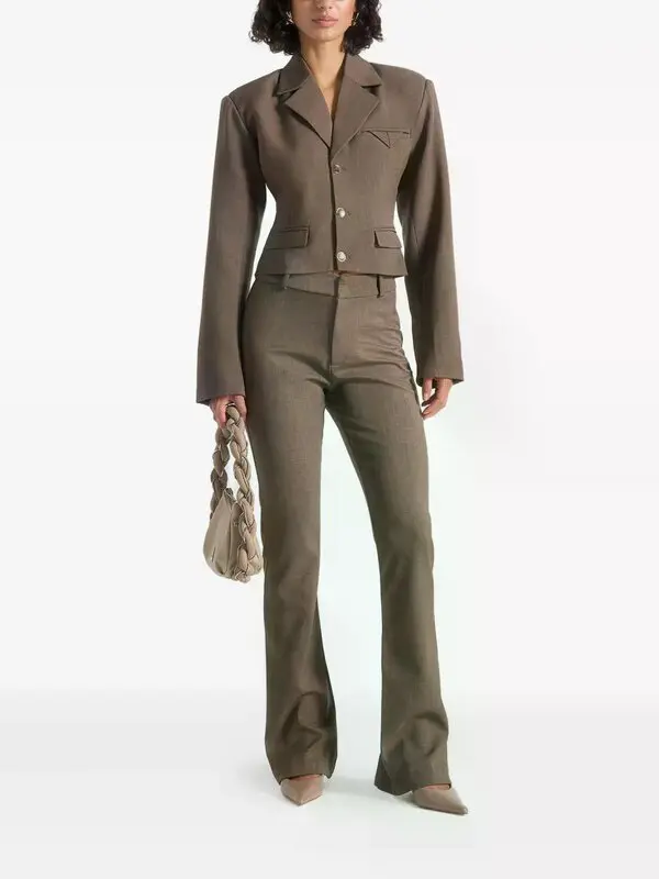 Manière De Voir Tailored Cropped Blazer With Marble Buttons - Brown
