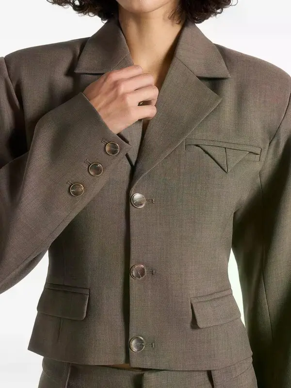 Manière De Voir Tailored Cropped Blazer With Marble Buttons - Brown