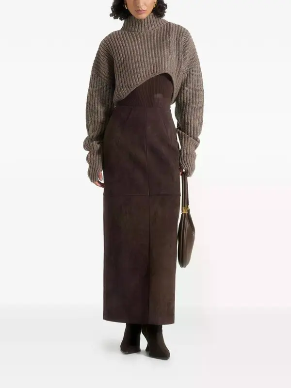 Manière De Voir Suede Maxi Skirt - Brown