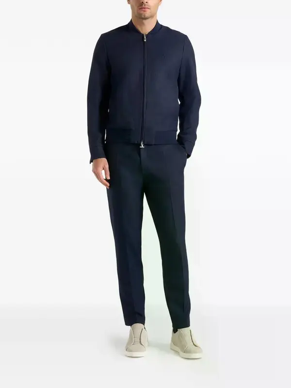 Manière De Voir Navy Tailored Bomber Jacket - Blue