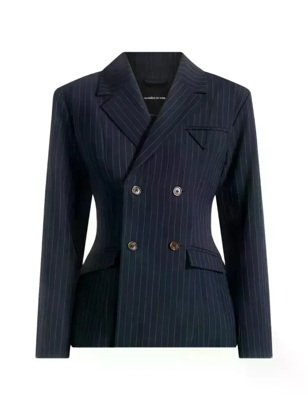 Manière De Voir Pinstripe Double Breasted Tailored Blazer - Blue