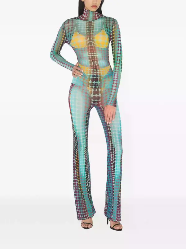 JEAN PAUL GAULTIER Dots-print High-neck Top - Blue