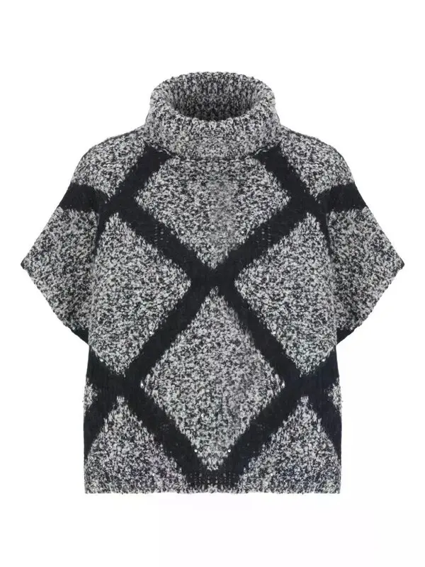 PANICALE High-neck Knitted Poncho