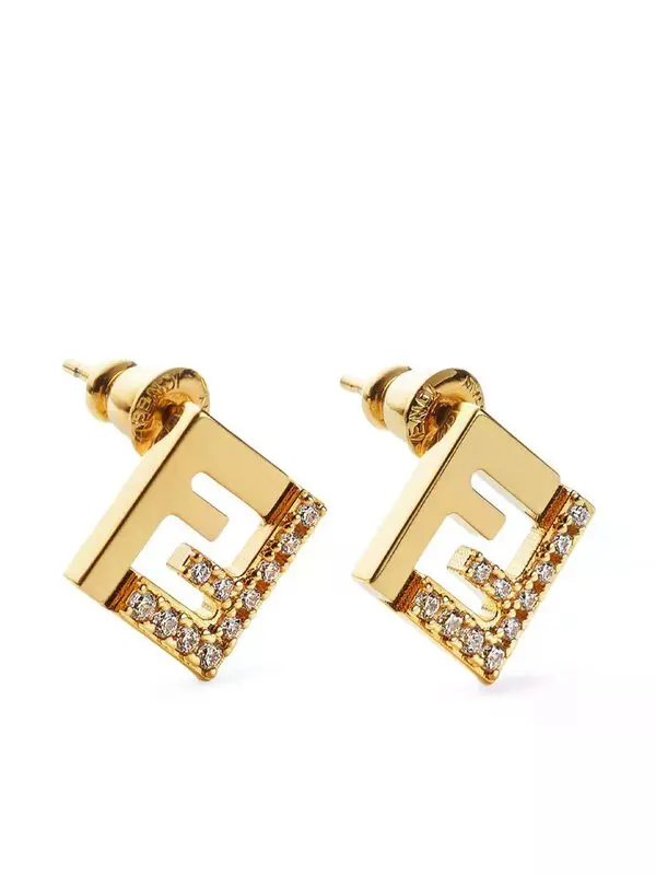 Fendi Forever Crystal-embellished Earrings - Gold