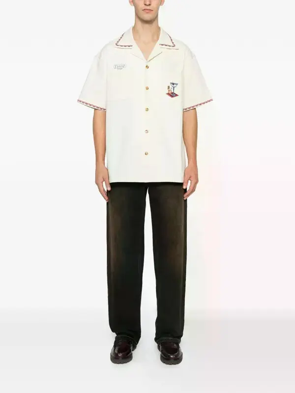Drole De Monsieur Embroidered Pocket Shirt - Neutrals