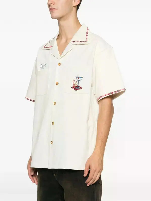 Drole De Monsieur Embroidered Pocket Shirt - Neutrals